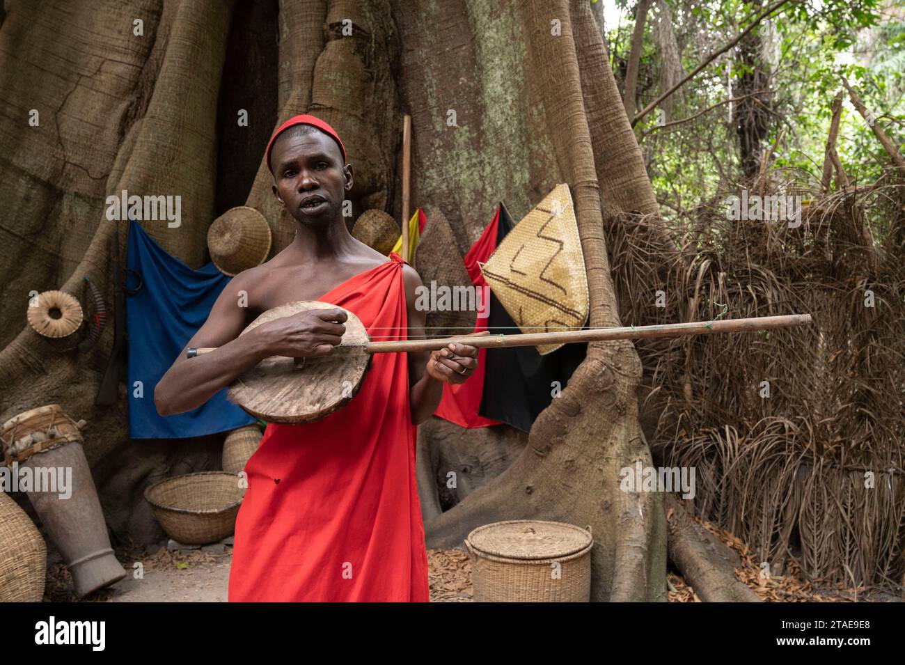 Senegal, Casamance, Boucotte, Diola museum, guide with traditional ...