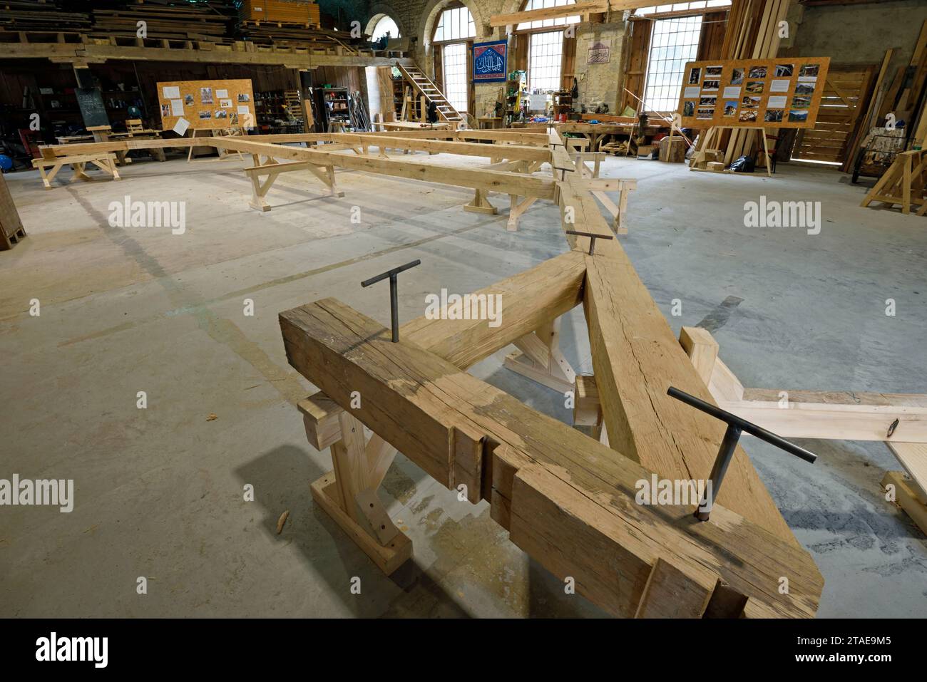 France, Doubs, Lods, Atelier de la Grande Oye, secondary truss of the ...