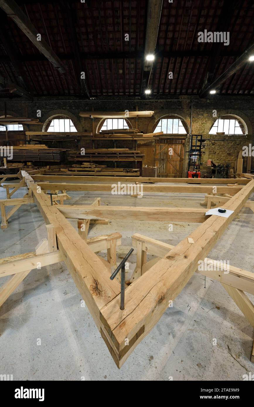 France, Doubs, Lods, Atelier de la Grande Oye, secondary truss of the ...