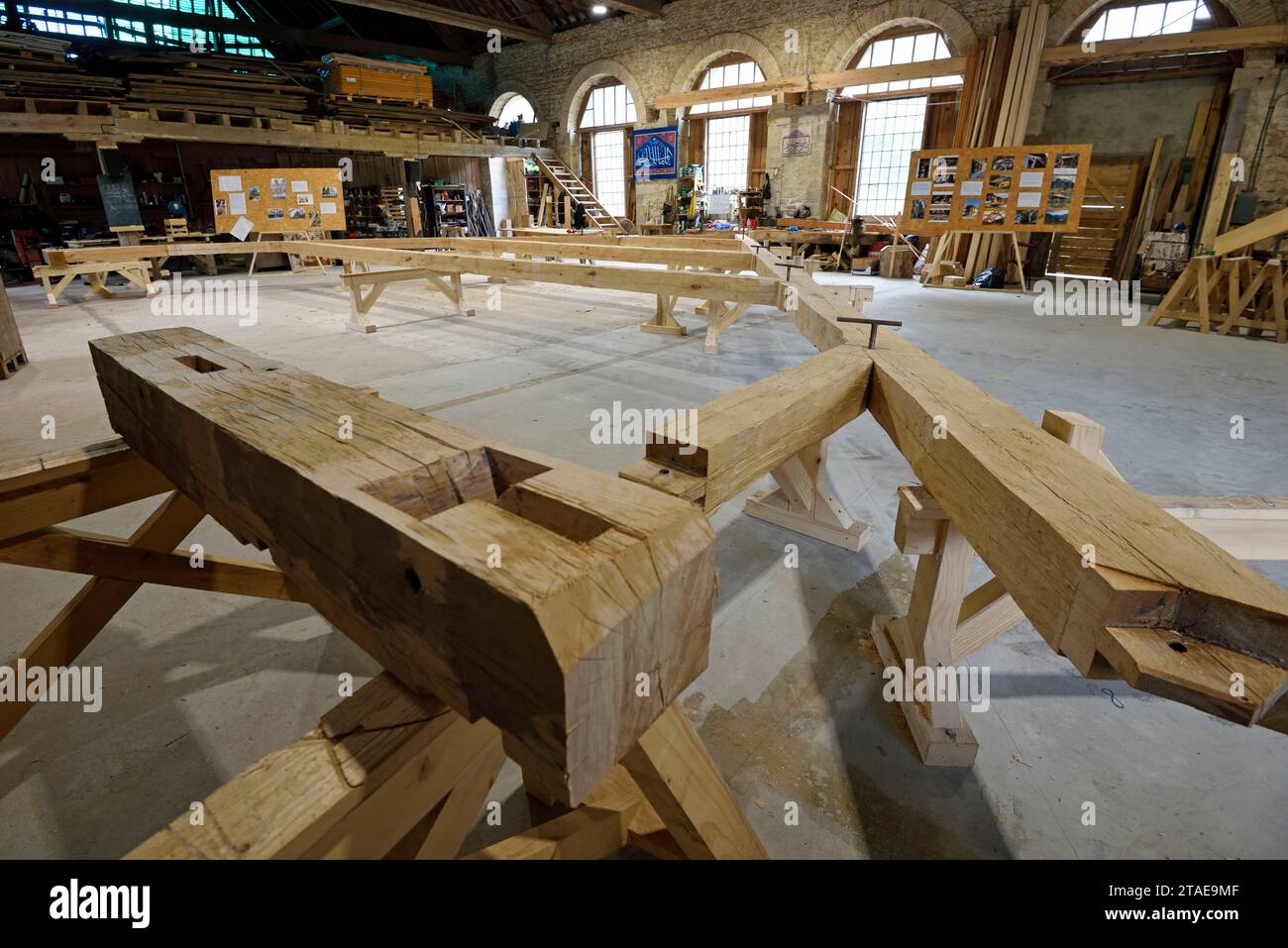 France, Doubs, Lods, Atelier de la Grande Oye, secondary truss of the ...