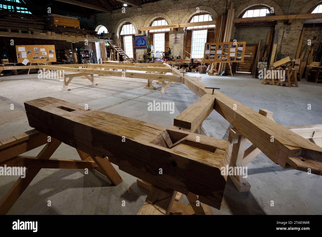 France, Doubs, Lods, Atelier de la Grande Oye, secondary truss of the ...