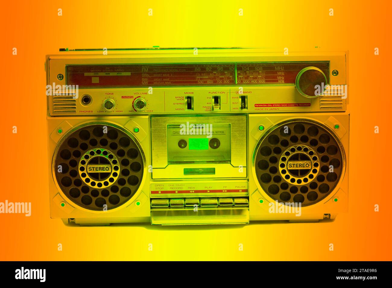 Retro portable stereo cassette tape recorder from 80s Stock Photo - Alamy