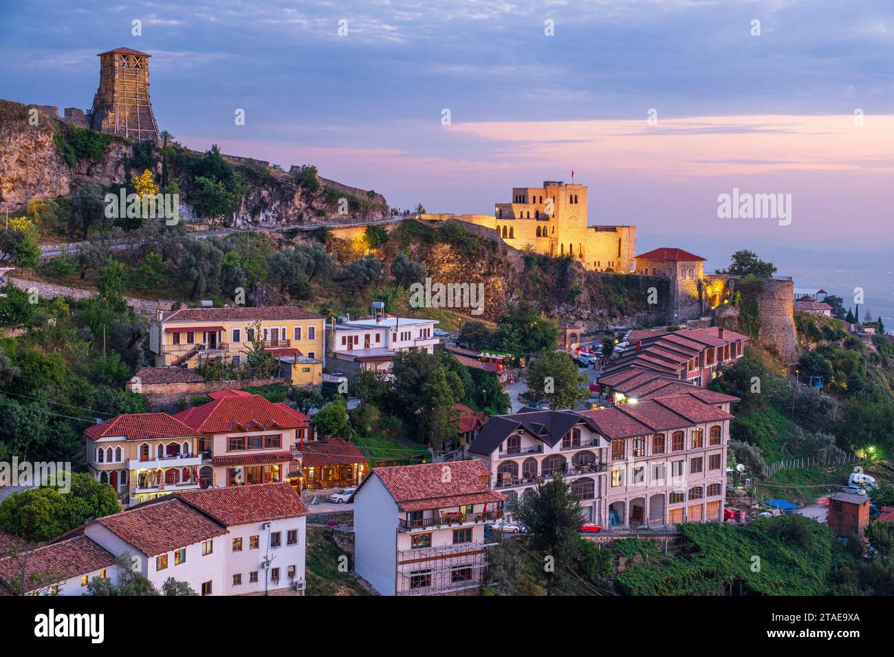 Albania, Durres province, Kruje, the old medieval town dominated by the ...