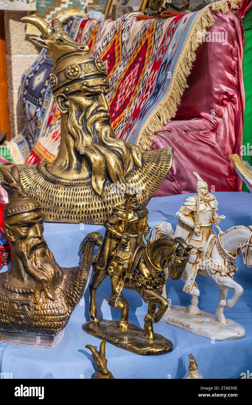 Albania, Durres province, Kruje, 15th century Old Bazaar, souvenirs ...