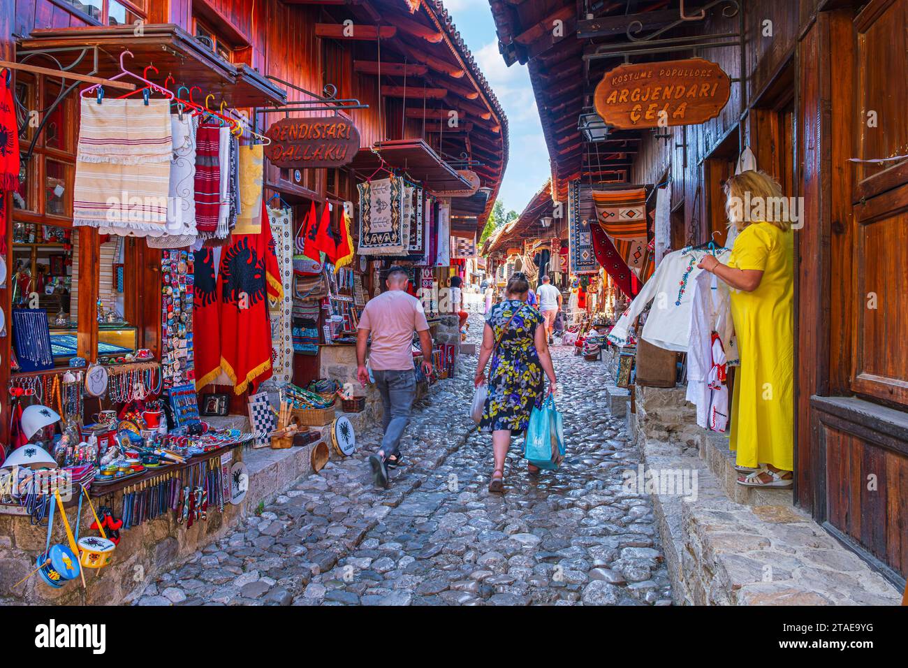 Albania, Durres province, Kruje, the 15th century Old Bazaar Stock ...