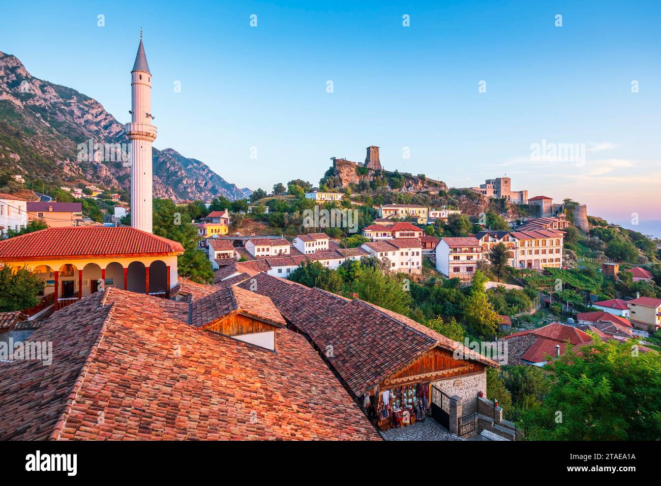 Albania, Durres province, Kruje, the old medieval town dominated by the ...