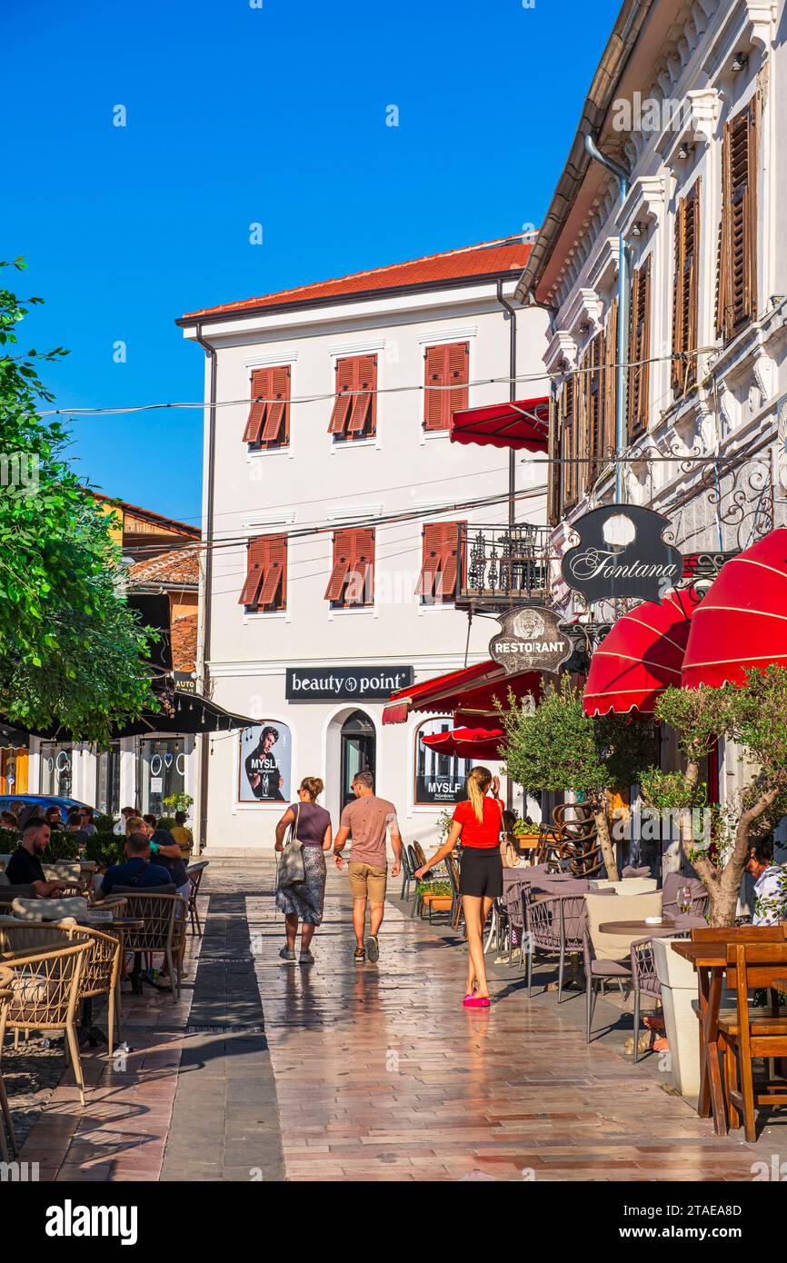 Albania, Shkoder, the historic center, Kole Idromeno pedestrian tourist ... Albania, Shkoder, the historic center, Kole Idromeno pedestrian tourist ...
