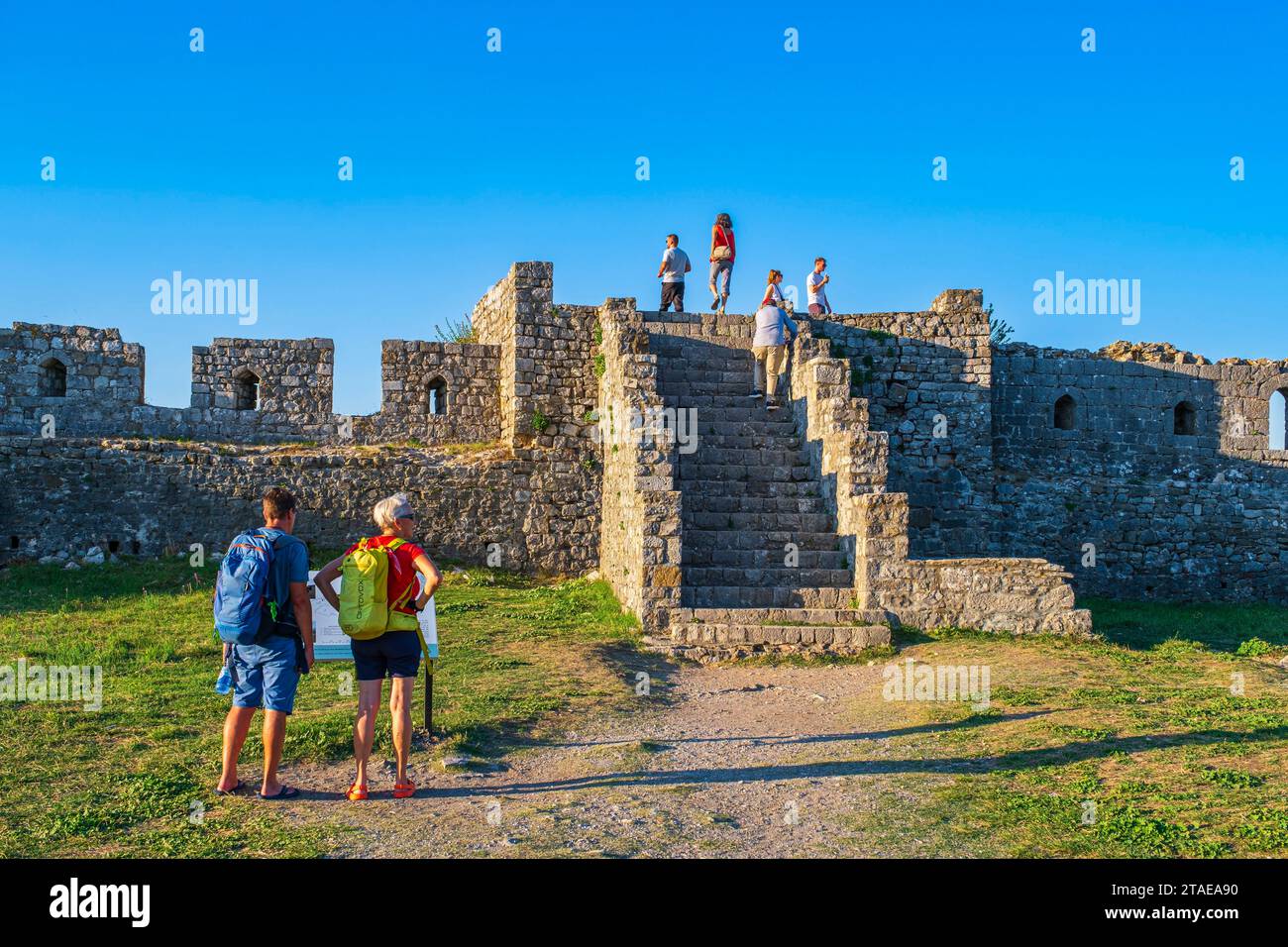 Albania, Shkoder, Rozafa castle, 14th century Venetian fortifications ...