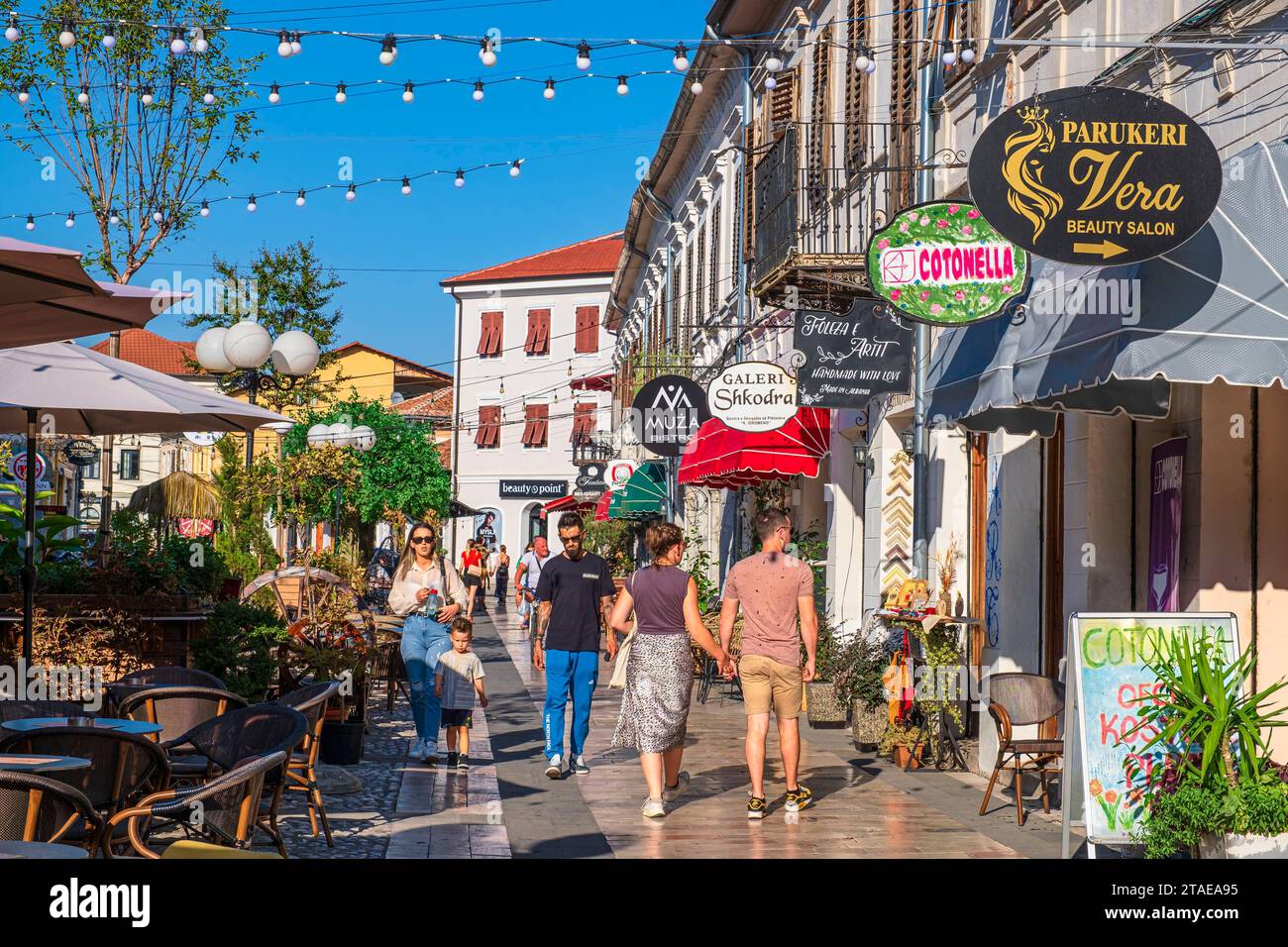 Albania, Shkoder, the historic center, Kole Idromeno pedestrian tourist ... Albania, Shkoder, the historic center, Kole Idromeno pedestrian tourist ...