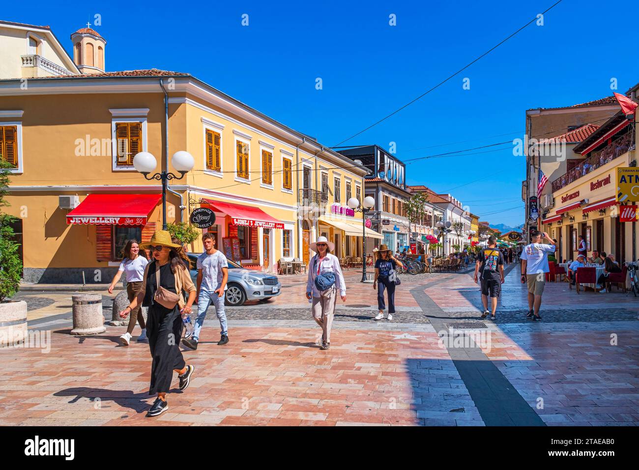 Albania, Shkoder, the historic center, Kole Idromeno pedestrian tourist ... Albania, Shkoder, the historic center, Kole Idromeno pedestrian tourist ...
