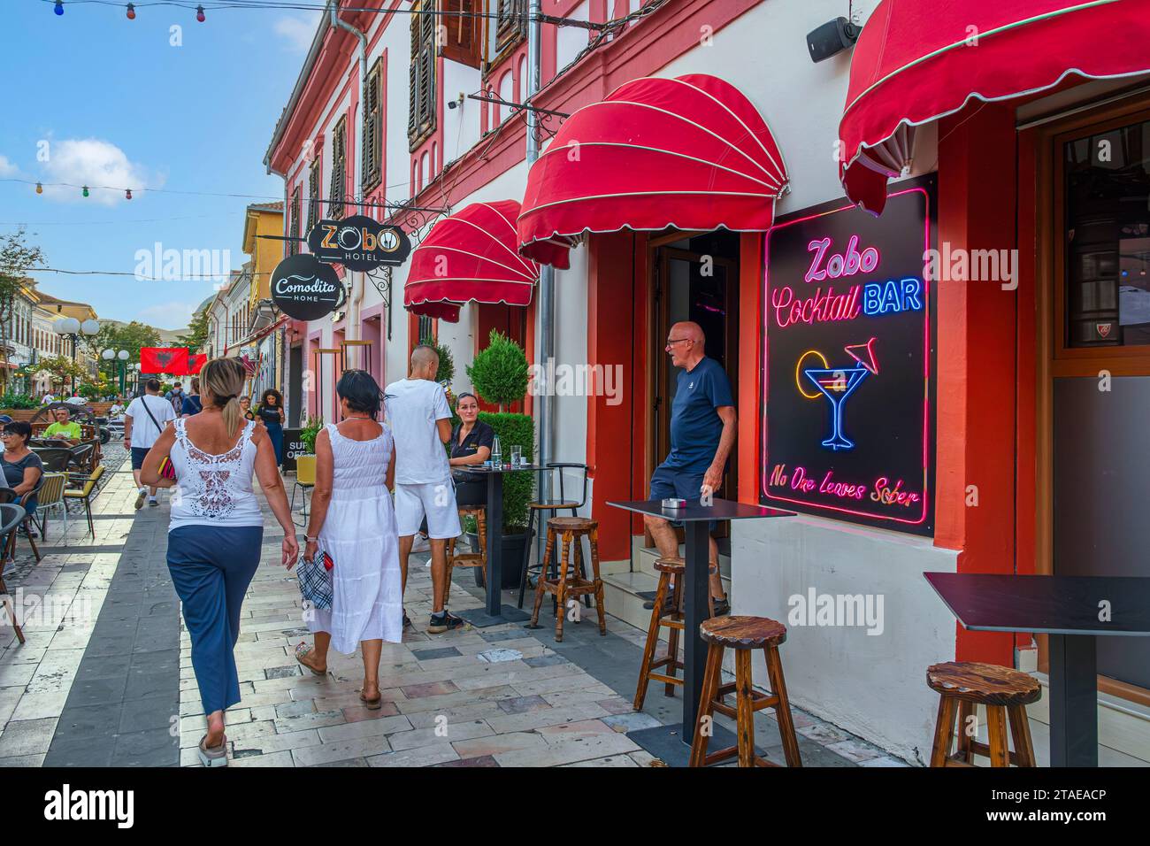Albania, Shkoder, the historic center, Kole Idromeno pedestrian tourist ... Albania, Shkoder, the historic center, Kole Idromeno pedestrian tourist ...