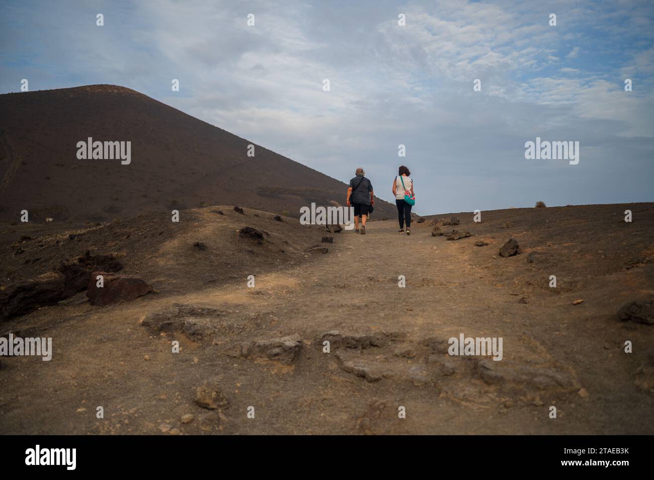 Volcan del Cuervo (Crow volcano) a crater explored by a loop trail in a ...