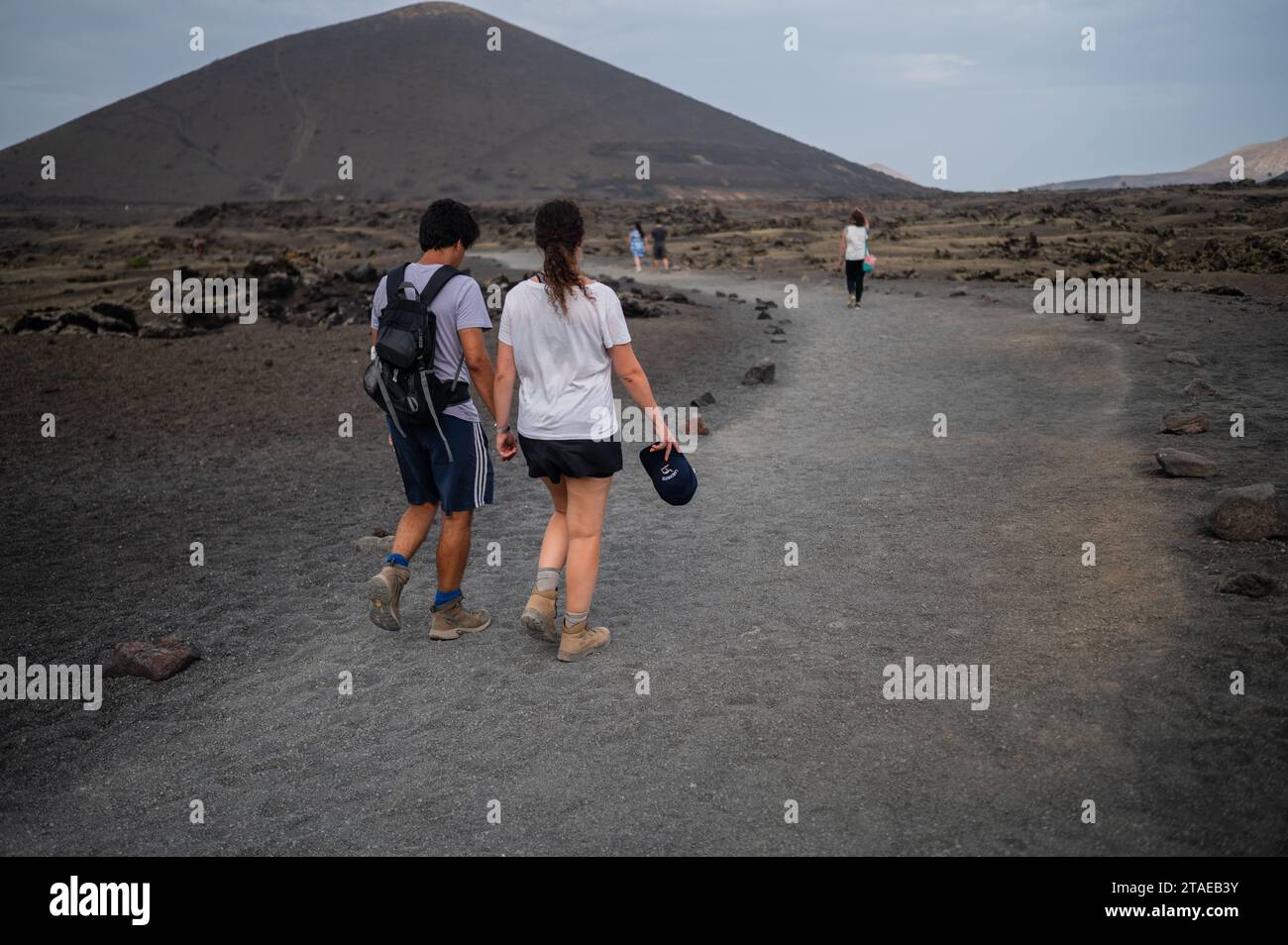 Volcan del Cuervo (Crow volcano) a crater explored by a loop trail in a ...