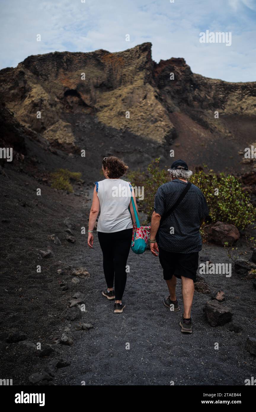 Volcan del Cuervo (Crow volcano) a crater explored by a loop trail in a ...