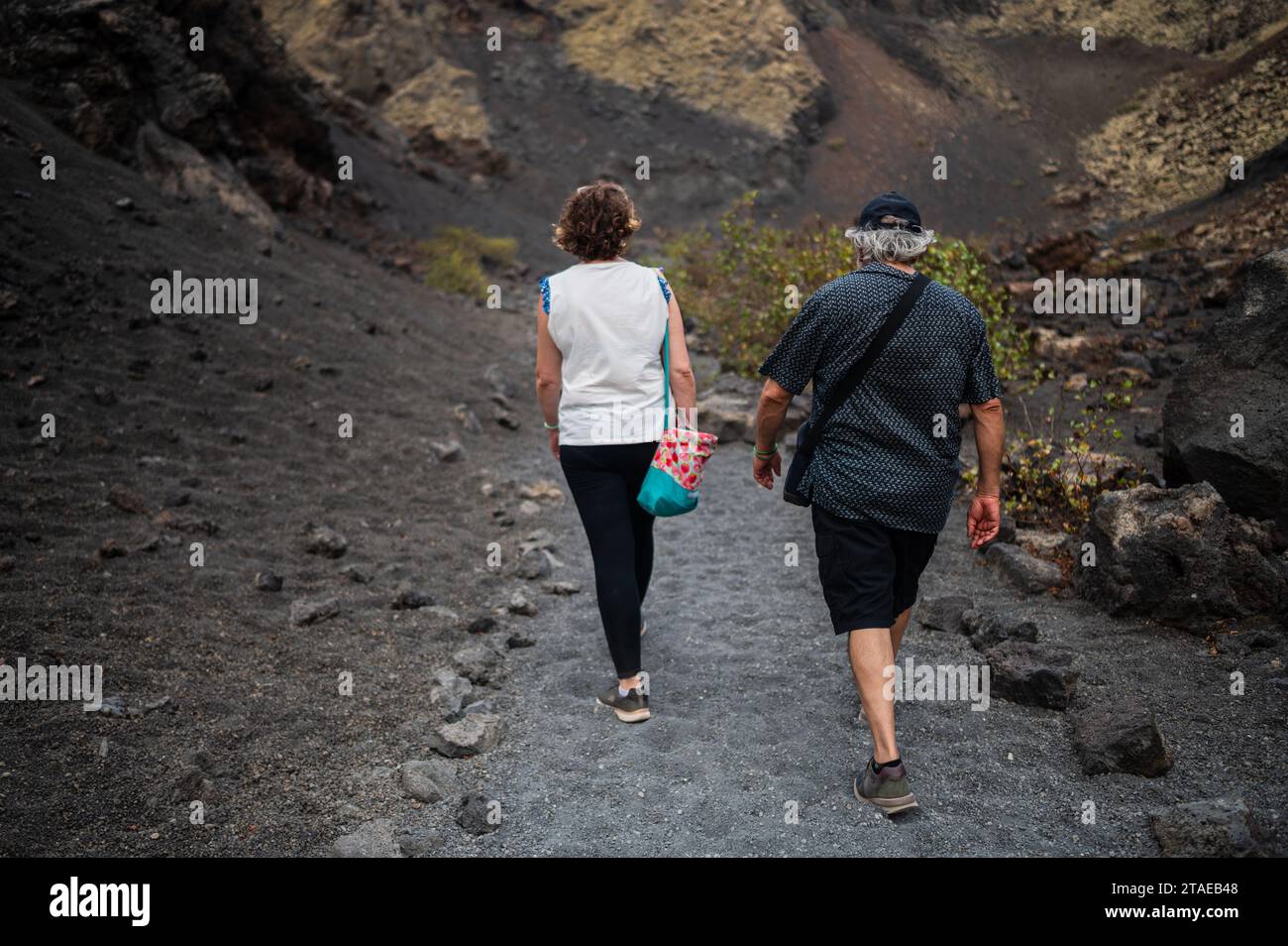 Volcan del Cuervo (Crow volcano) a crater explored by a loop trail in a ...