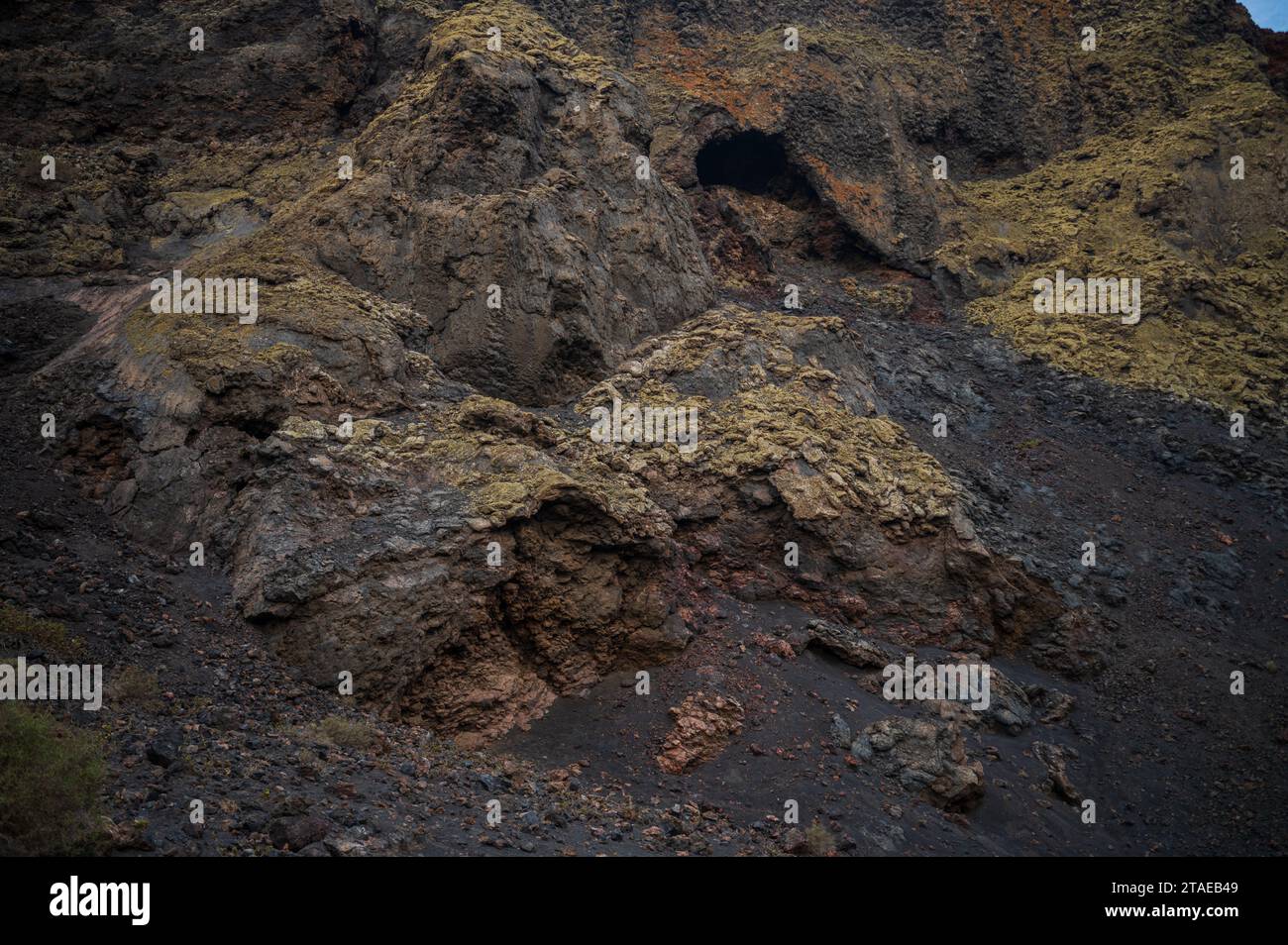 Volcan del Cuervo (Crow volcano) a crater explored by a loop trail in a ...