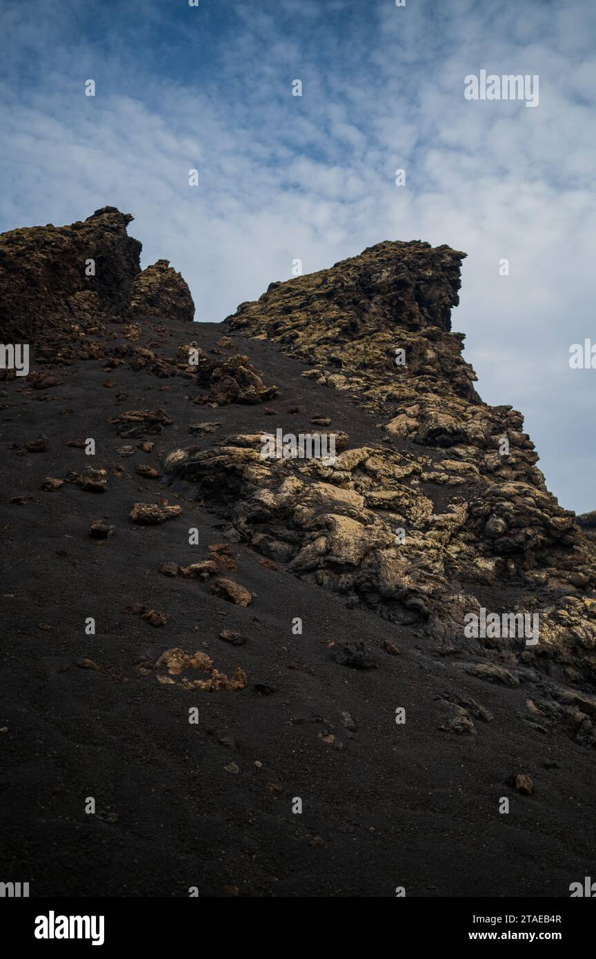 Volcan del Cuervo (Crow volcano) a crater explored by a loop trail in a ...