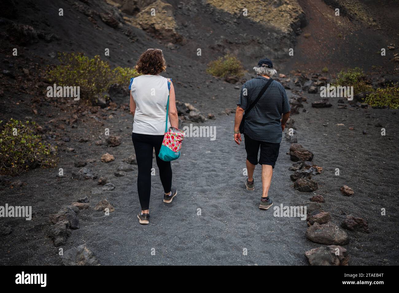 Volcan del Cuervo (Crow volcano) a crater explored by a loop trail in a ...