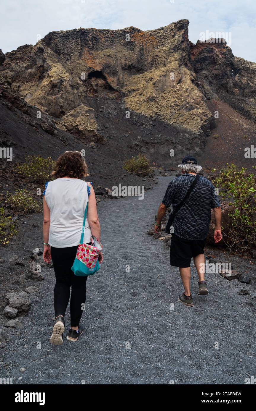 Volcan del Cuervo (Crow volcano) a crater explored by a loop trail in a ...