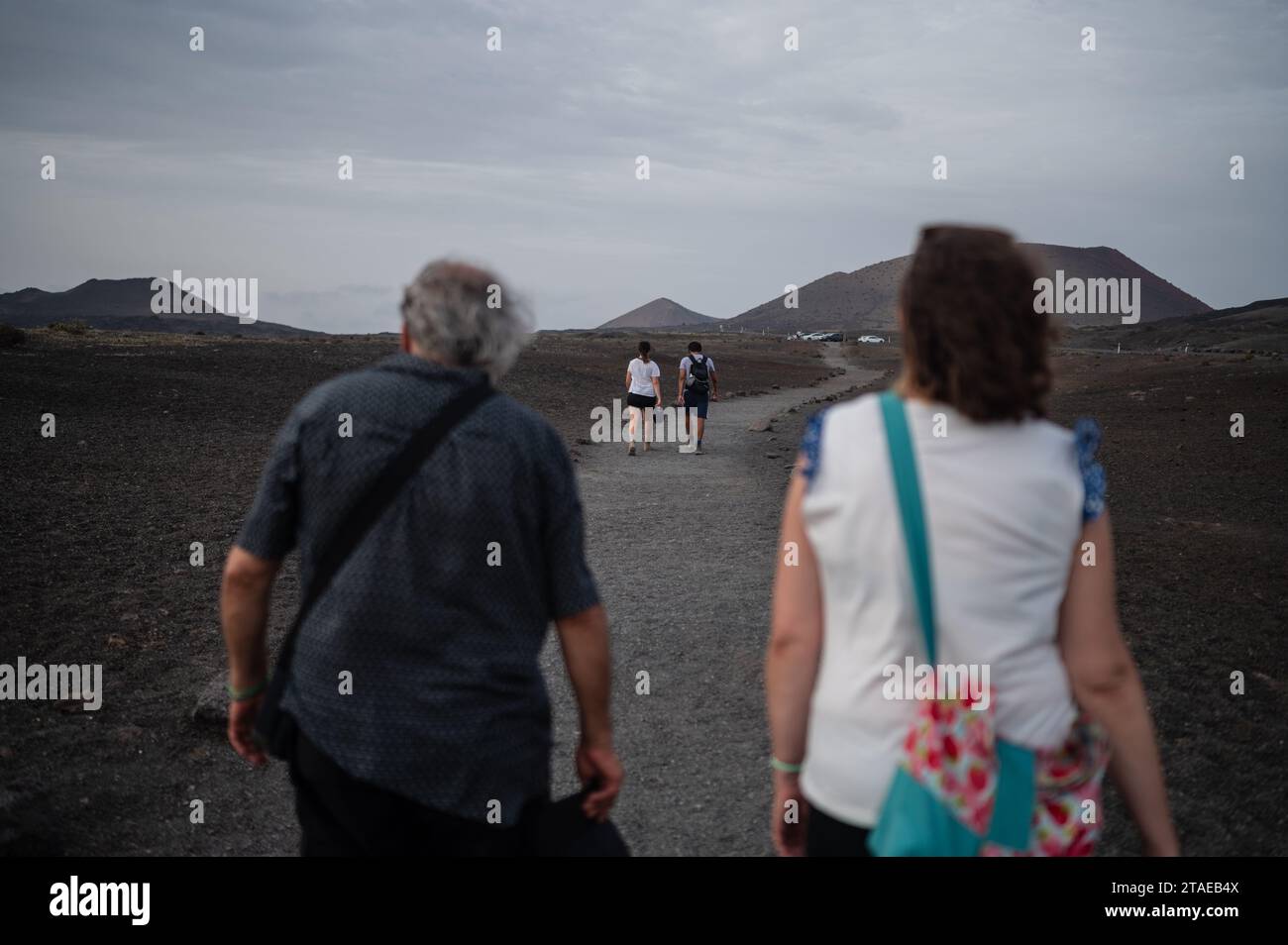 Volcan del Cuervo (Crow volcano) a crater explored by a loop trail in a ...