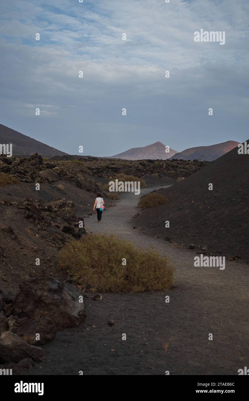 Volcan del Cuervo (Crow volcano) a crater explored by a loop trail in a ...