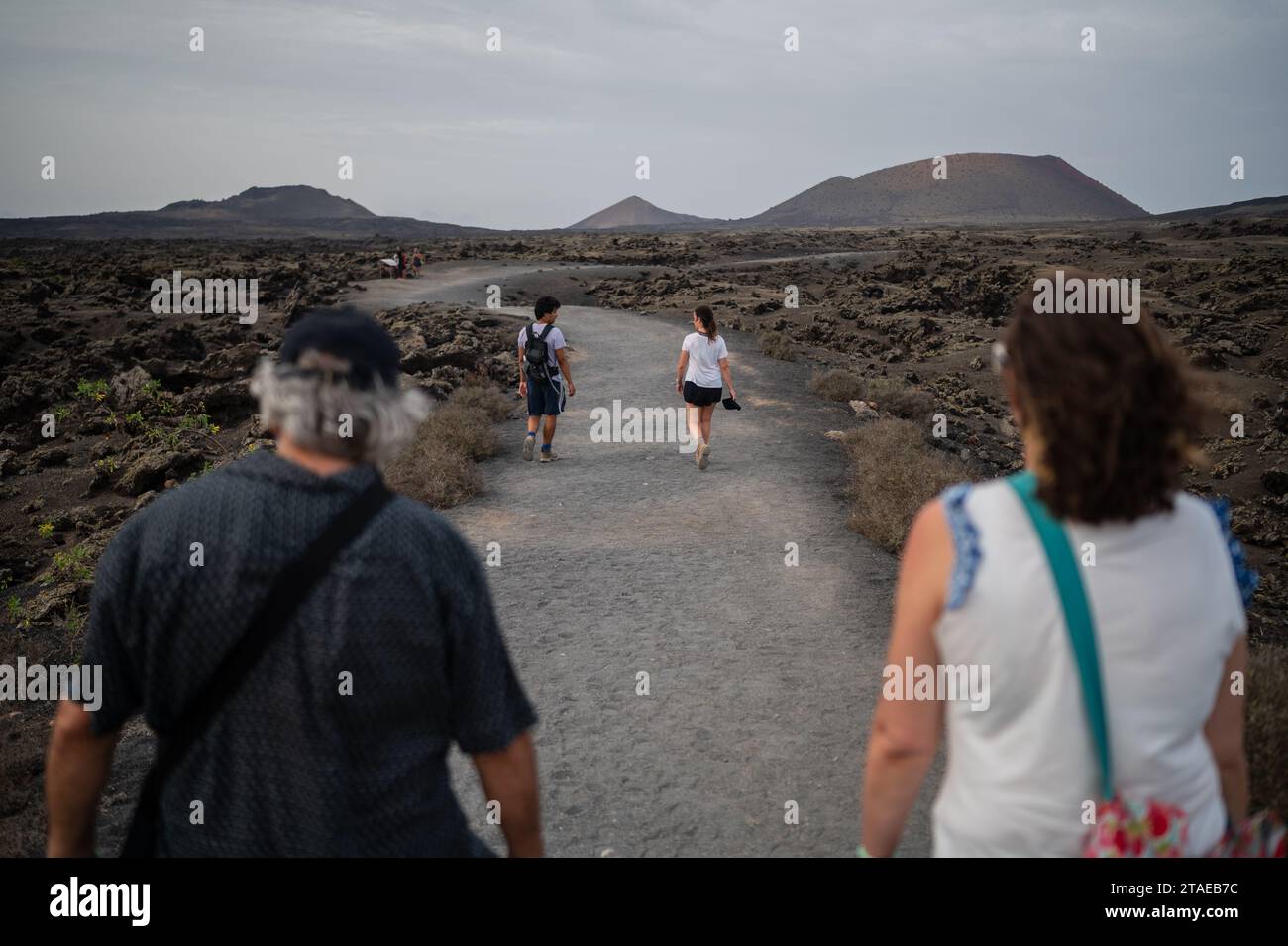 Volcan del Cuervo (Crow volcano) a crater explored by a loop trail in a ...