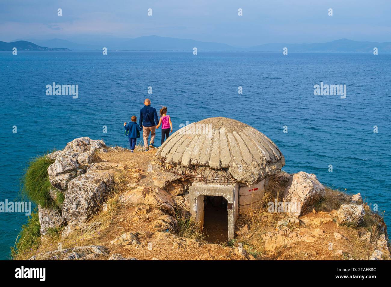 Albania, Korce province, Lin, little village on the shores of Lake ...