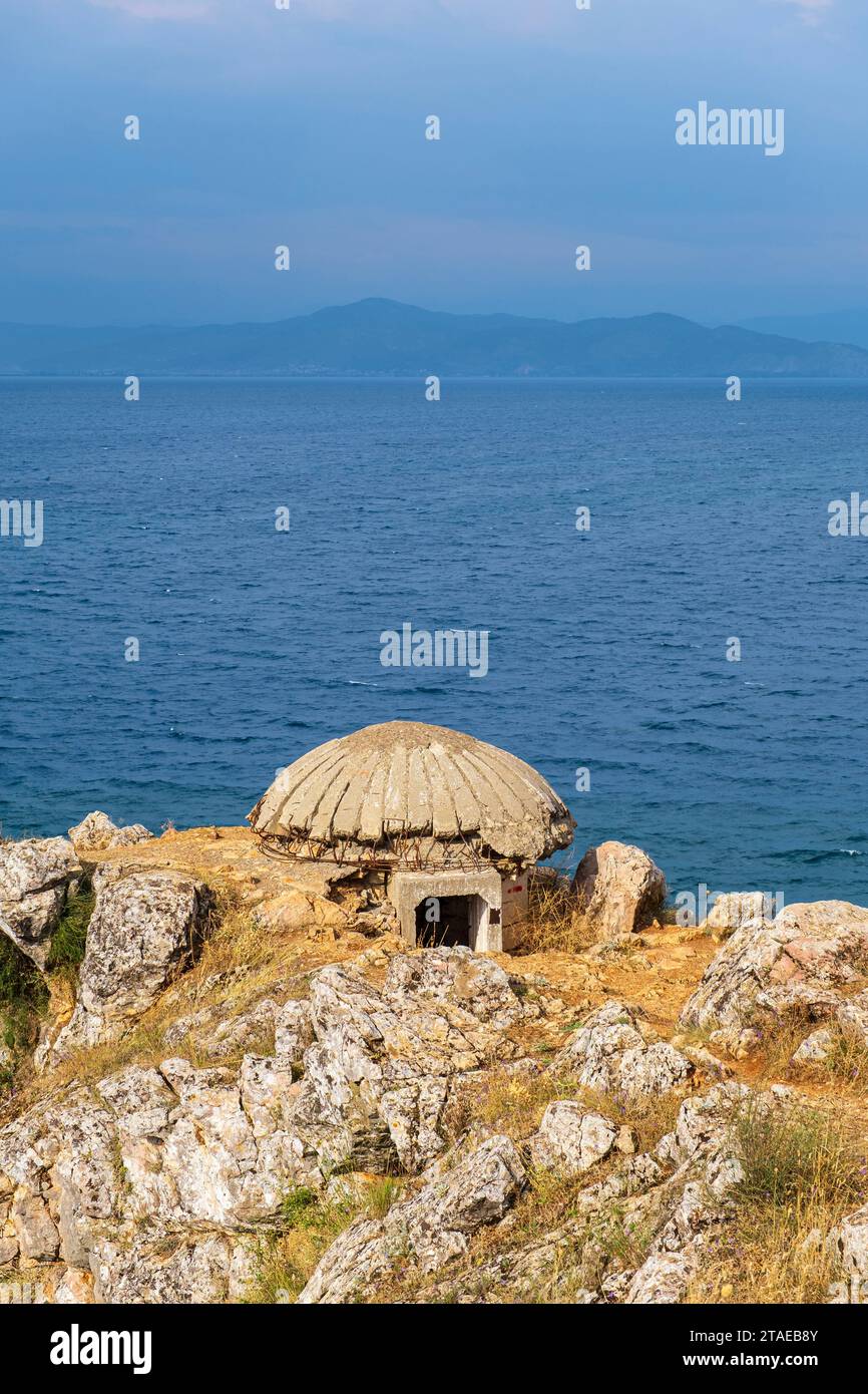 Albania, Korce province, Lin, little village on the shores of Lake ...