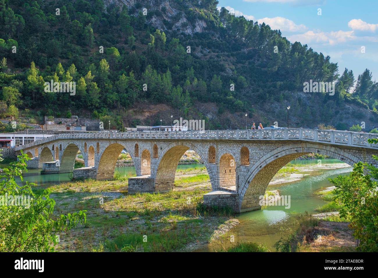 Albania, Berat, Gorica bridge over the Osum river, one of the oldest ...