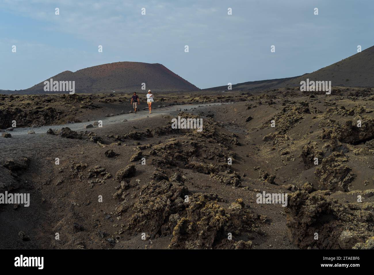 Volcan del Cuervo (Crow volcano) a crater explored by a loop trail in a ...