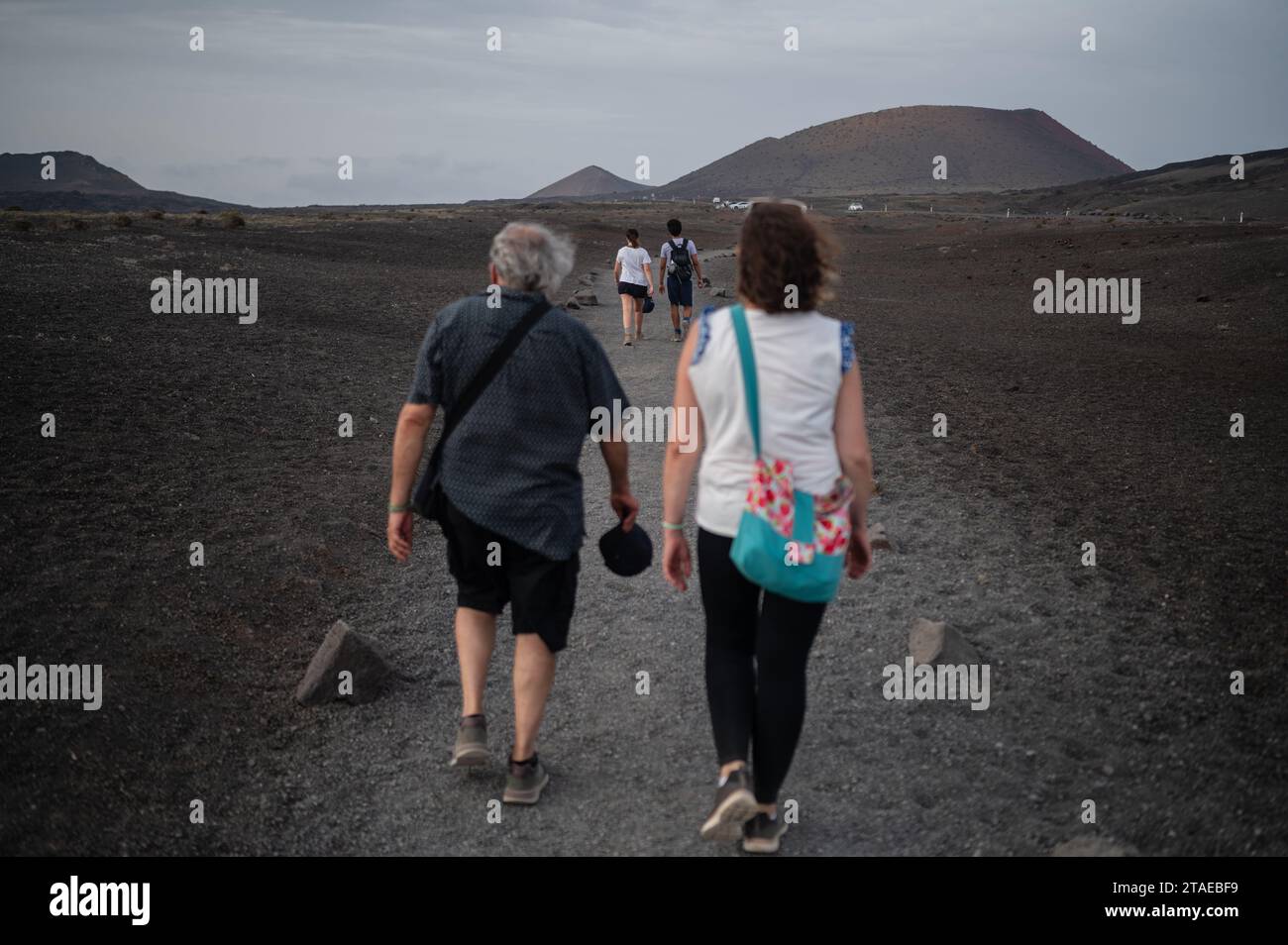 Volcan del Cuervo (Crow volcano) a crater explored by a loop trail in a ...