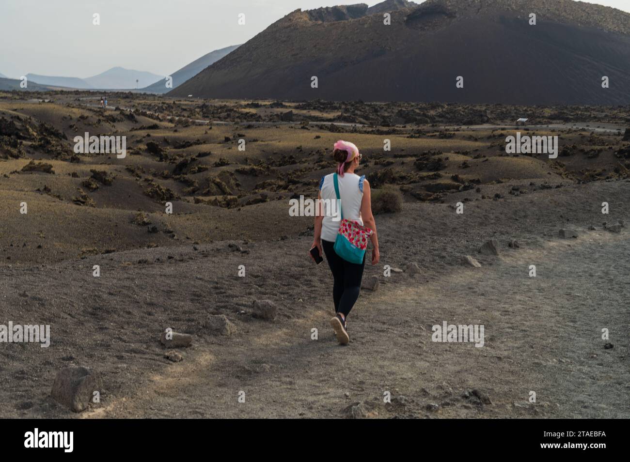 Volcan del Cuervo (Crow volcano) a crater explored by a loop trail in a ...