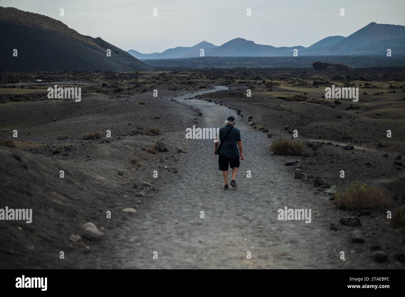 Volcan del Cuervo (Crow volcano) a crater explored by a loop trail in a ...