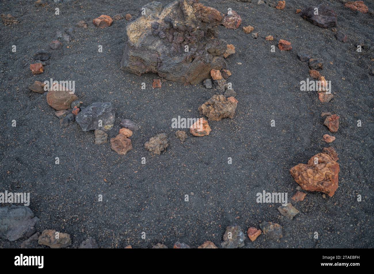 Volcan del Cuervo (Crow volcano) a crater explored by a loop trail in a ...