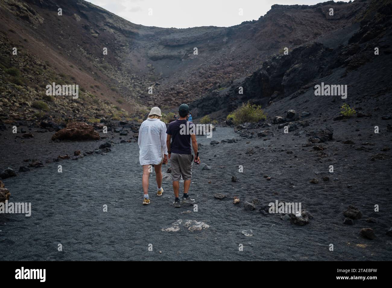 Volcan del Cuervo (Crow volcano) a crater explored by a loop trail in a ...