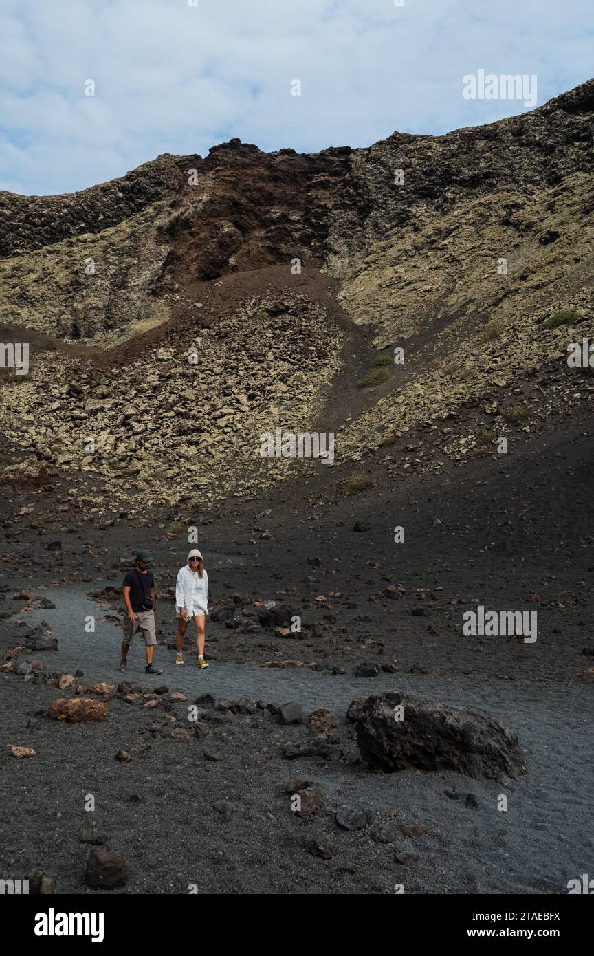Volcan del Cuervo (Crow volcano) a crater explored by a loop trail in a ...
