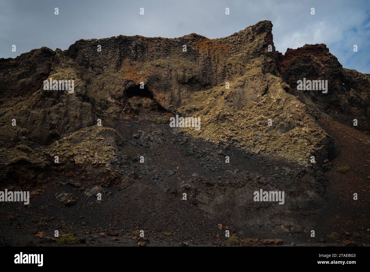 Volcan del Cuervo (Crow volcano) a crater explored by a loop trail in a ...