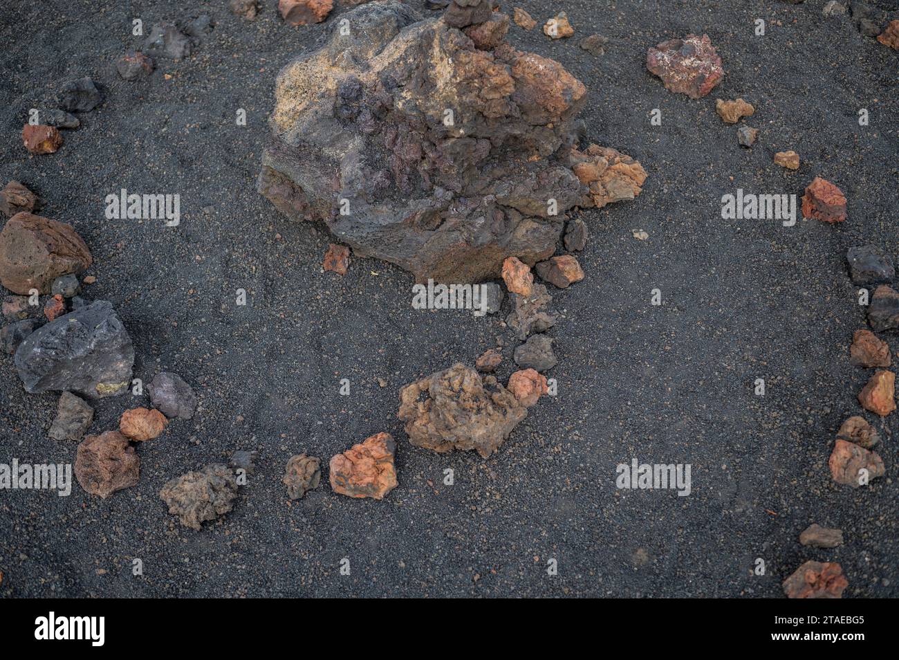 Volcan del Cuervo (Crow volcano) a crater explored by a loop trail in a ...