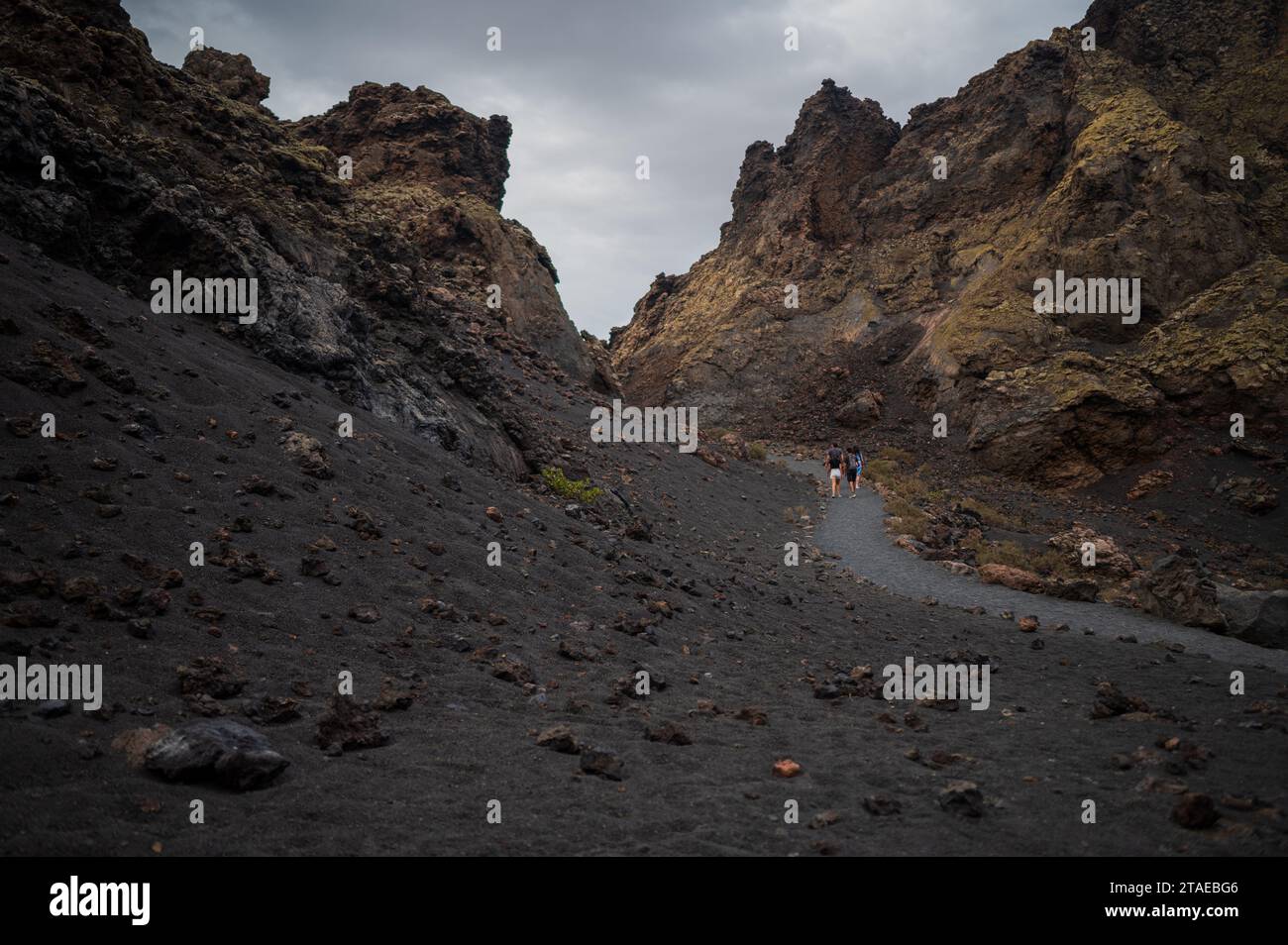 Volcan del Cuervo (Crow volcano) a crater explored by a loop trail in a ...