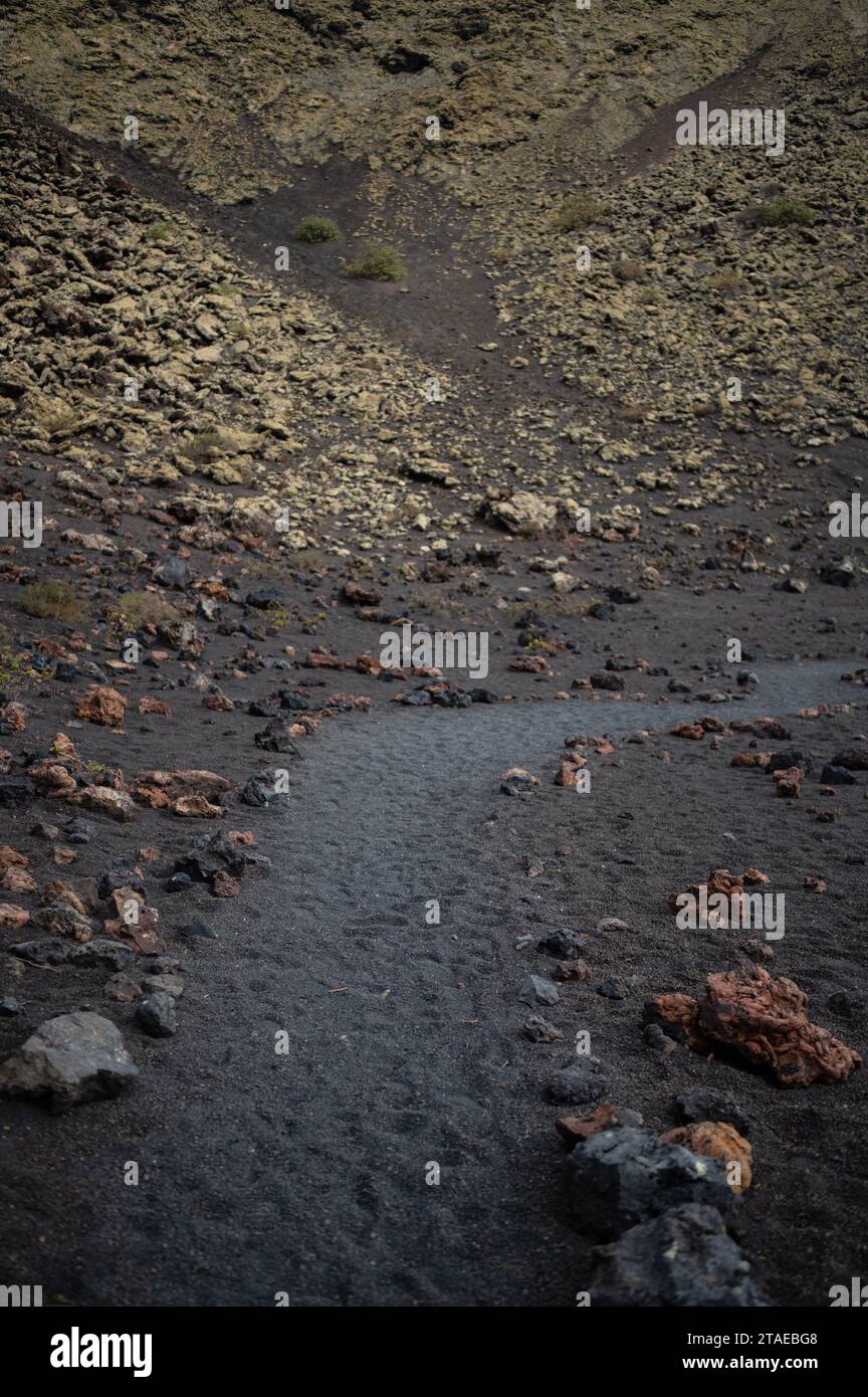 Volcan del Cuervo (Crow volcano) a crater explored by a loop trail in a ...