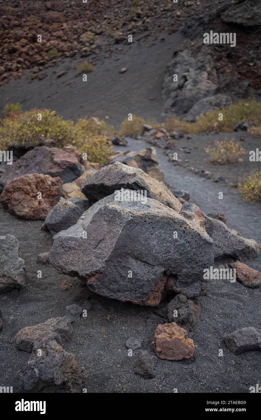 Volcan del Cuervo (Crow volcano) a crater explored by a loop trail in a ...