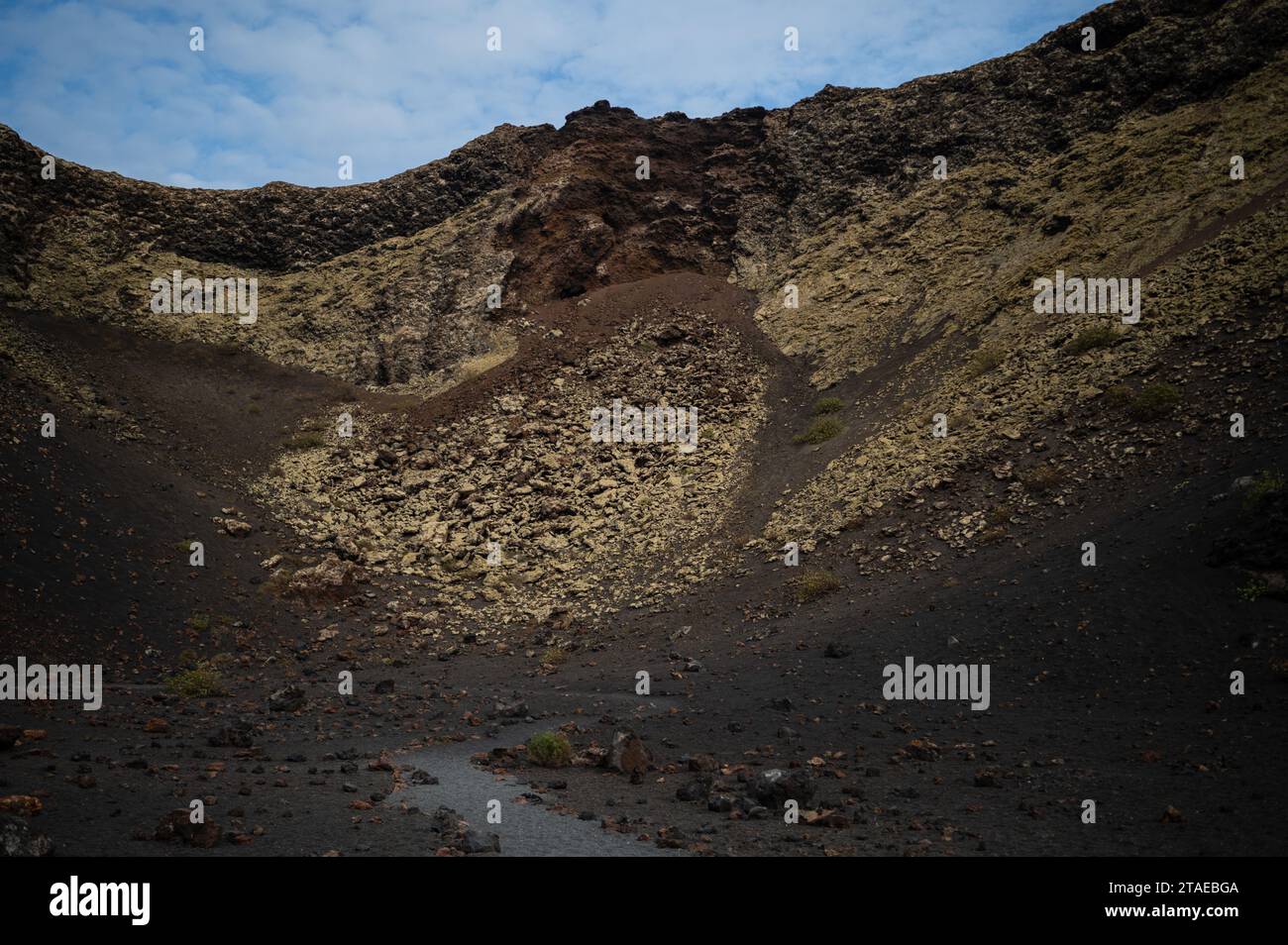 Volcan del Cuervo (Crow volcano) a crater explored by a loop trail in a ...