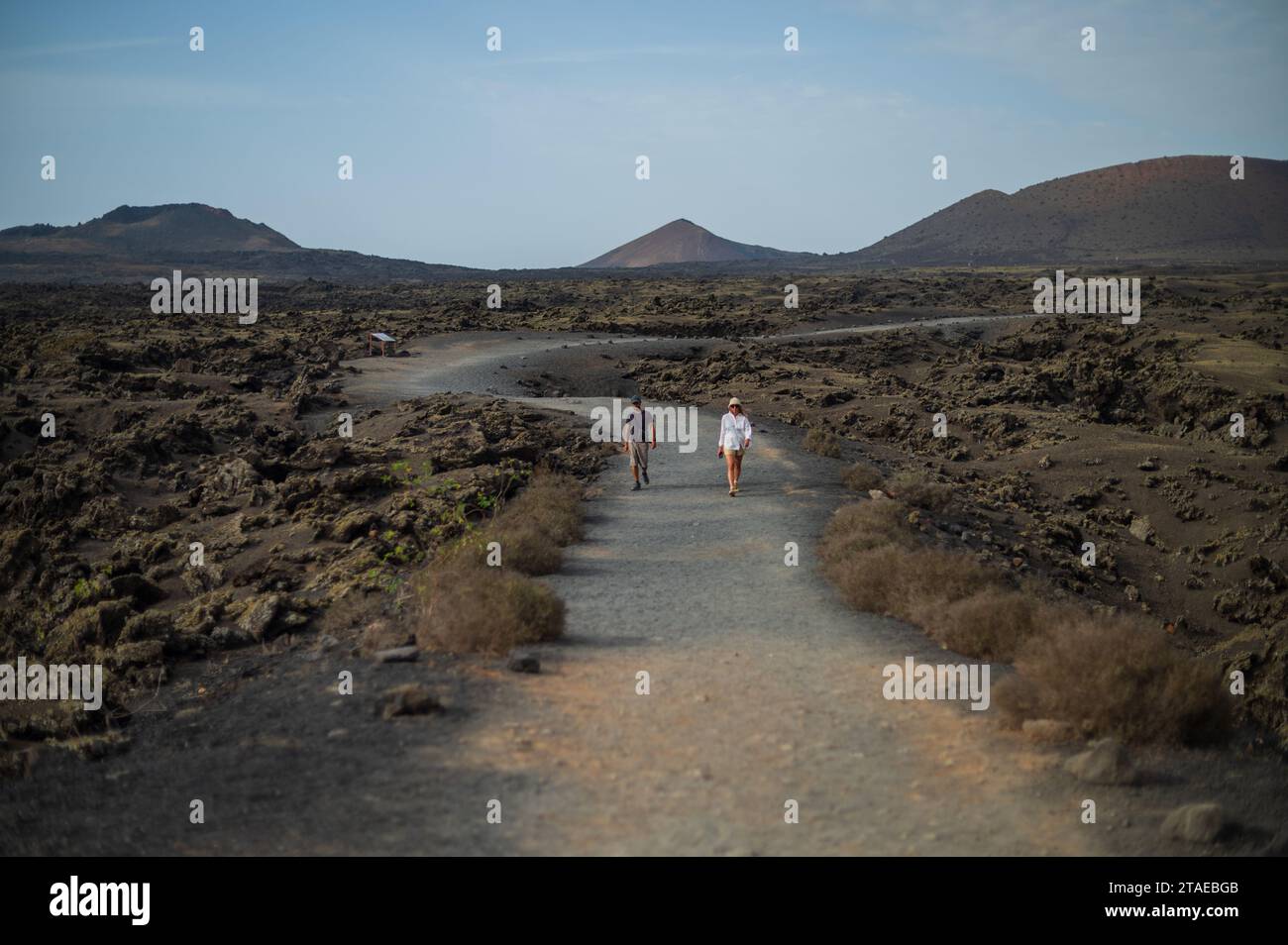 Volcan del Cuervo (Crow volcano) a crater explored by a loop trail in a ...