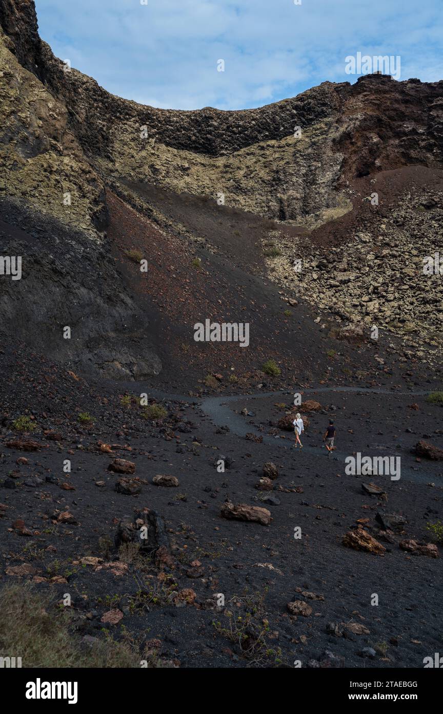 Volcan del Cuervo (Crow volcano) a crater explored by a loop trail in a ...
