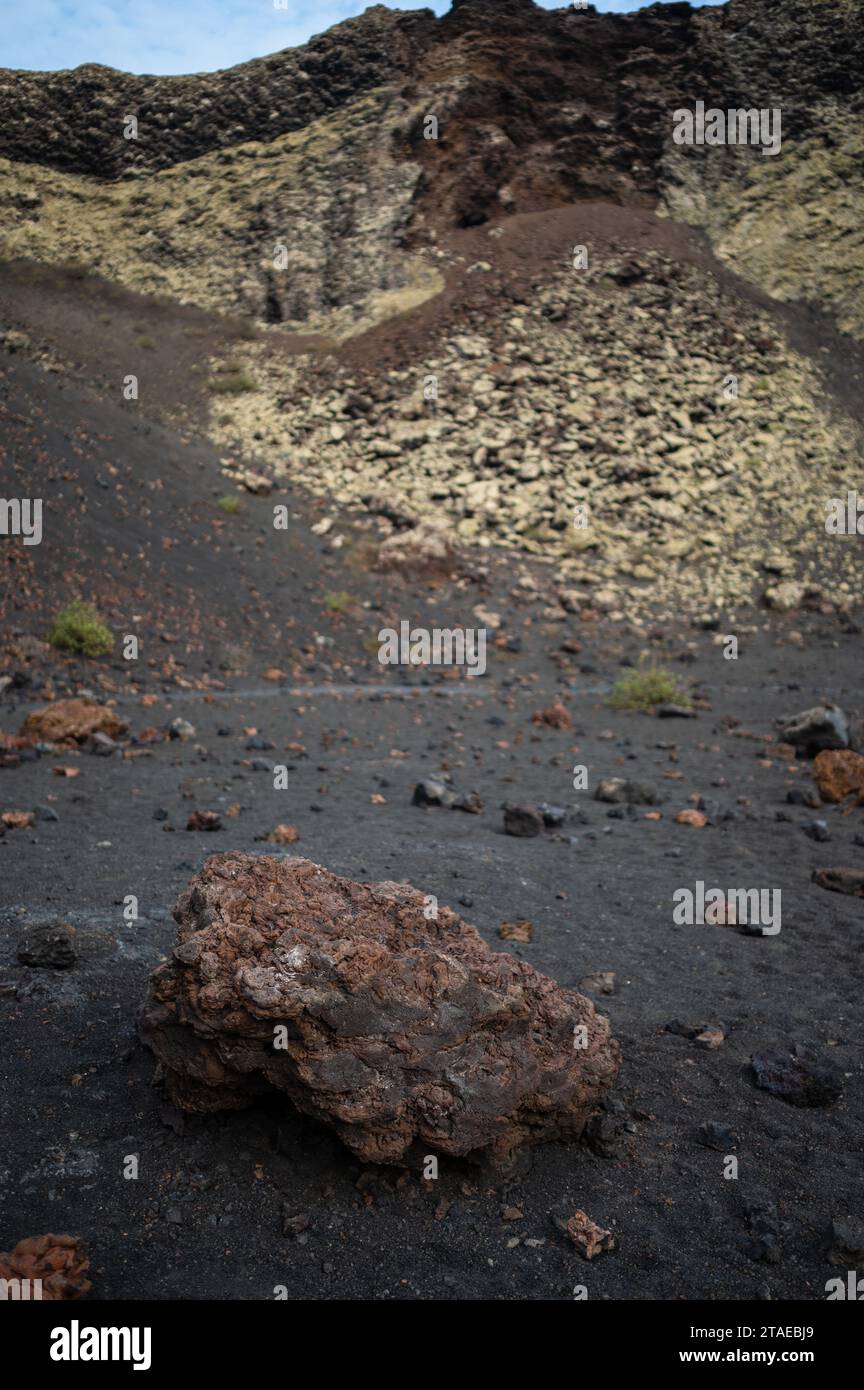 Volcan del Cuervo (Crow volcano) a crater explored by a loop trail in a ...