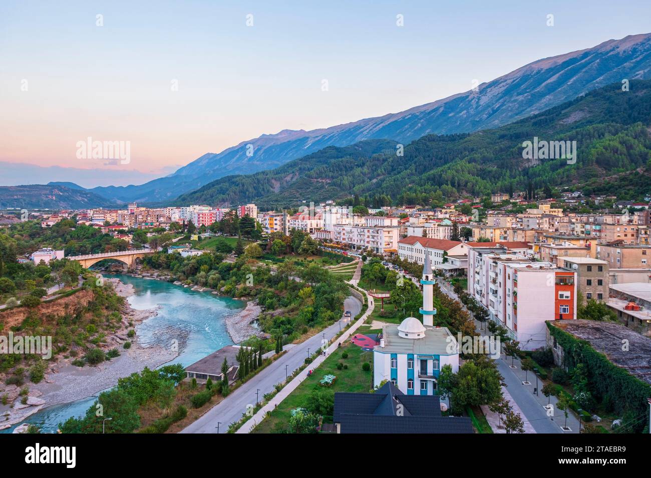 Albania, Gjirokaster district, Permet, small town on the banks of the ...