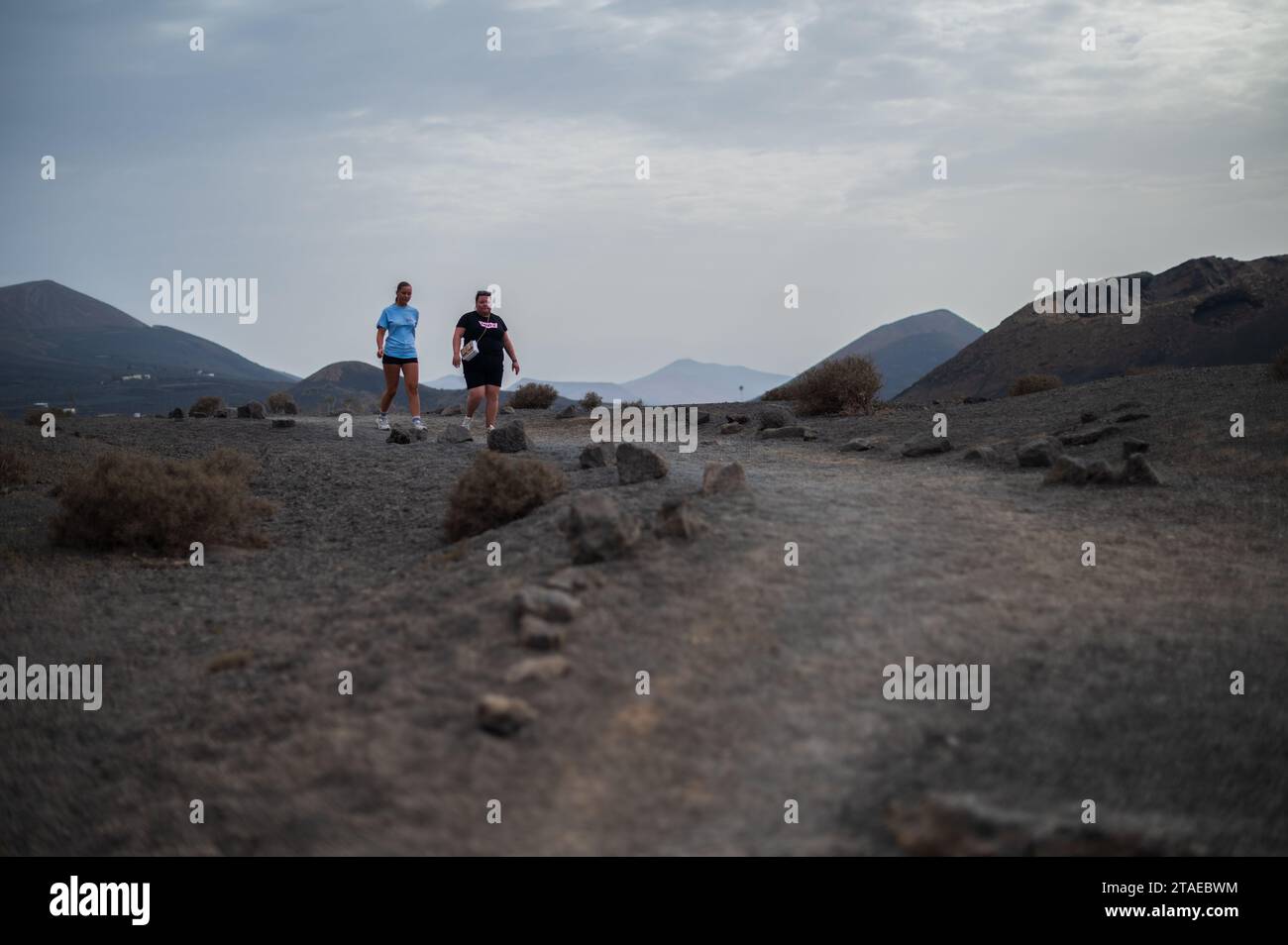 Volcan del Cuervo (Crow volcano) a crater explored by a loop trail in a ...