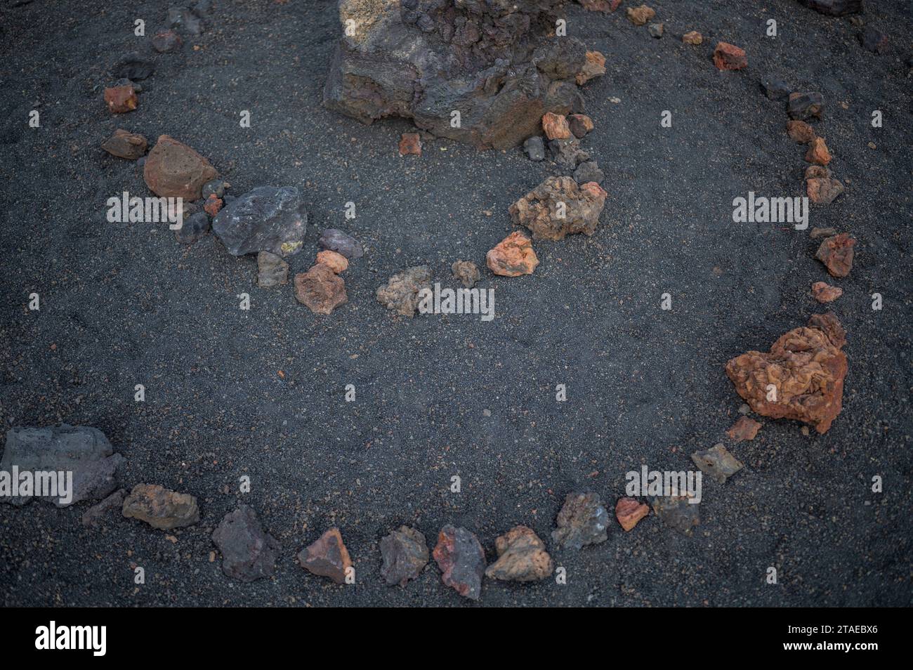 Volcan del Cuervo (Crow volcano) a crater explored by a loop trail in a ...