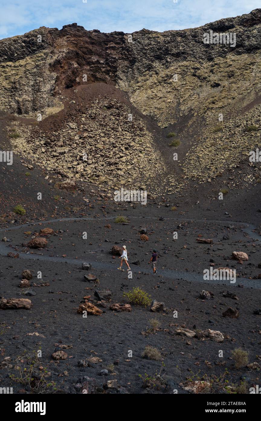 Volcan del Cuervo (Crow volcano) a crater explored by a loop trail in a ...