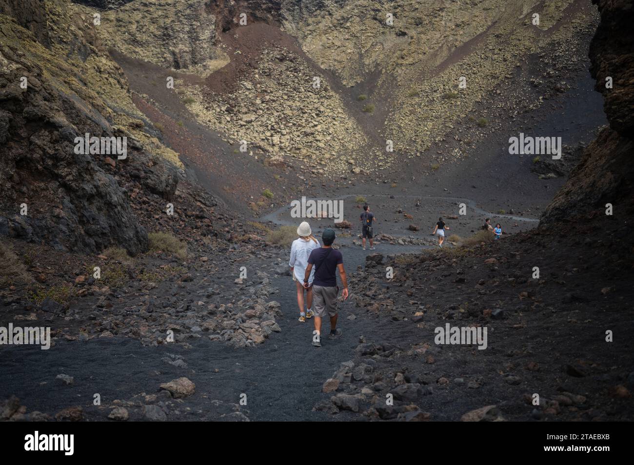 Volcan del Cuervo (Crow volcano) a crater explored by a loop trail in a ...